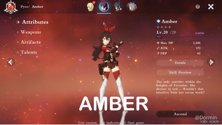 Genshin Impact - Details about Amber Genshin Impact | HoYoLAB