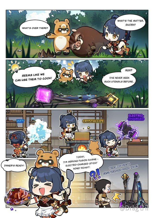 No matter which ingredients she used xiangling Food is best😁😁 Genshin ...