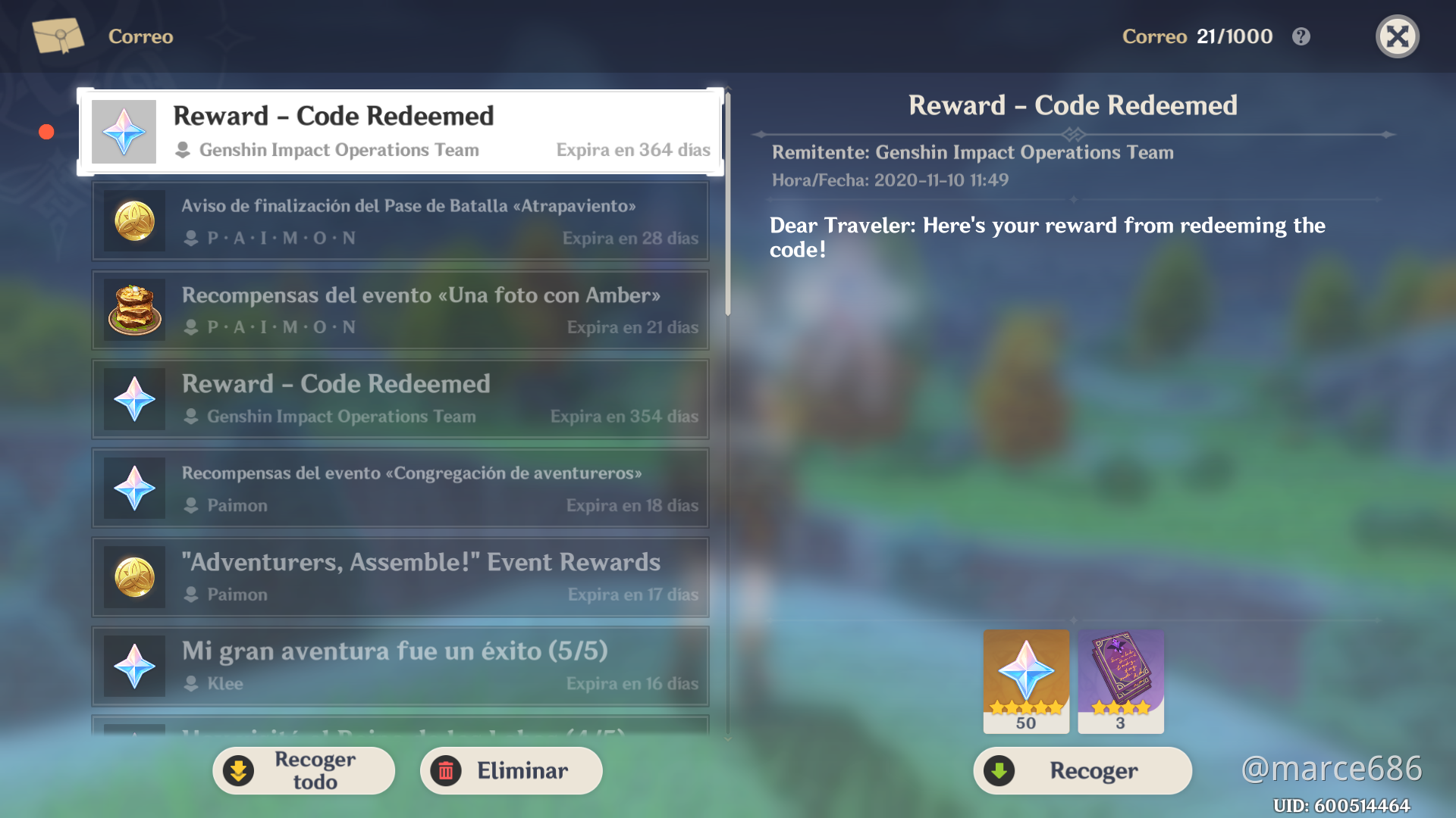 codigo GENSHINGIFT Genshin Impact | HoYoLAB