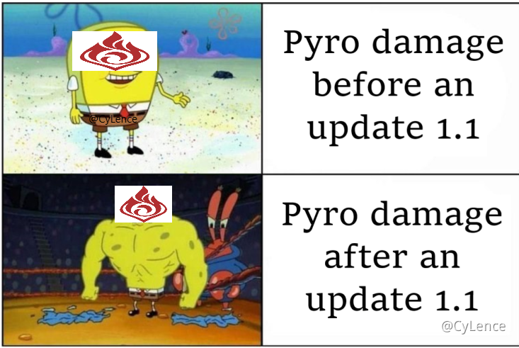 [Meme] Pyro damage on 1.1 update Genshin Impact | HoYoLAB