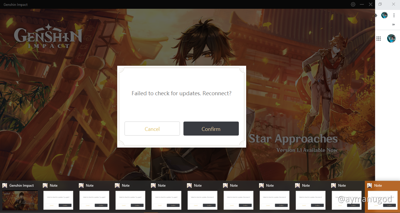 Failed to check for updates Genshin Impact | HoYoLAB