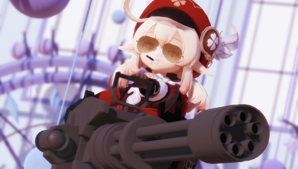 Smol Klee with a Big Minigun. Genshin Impact | HoYoLAB