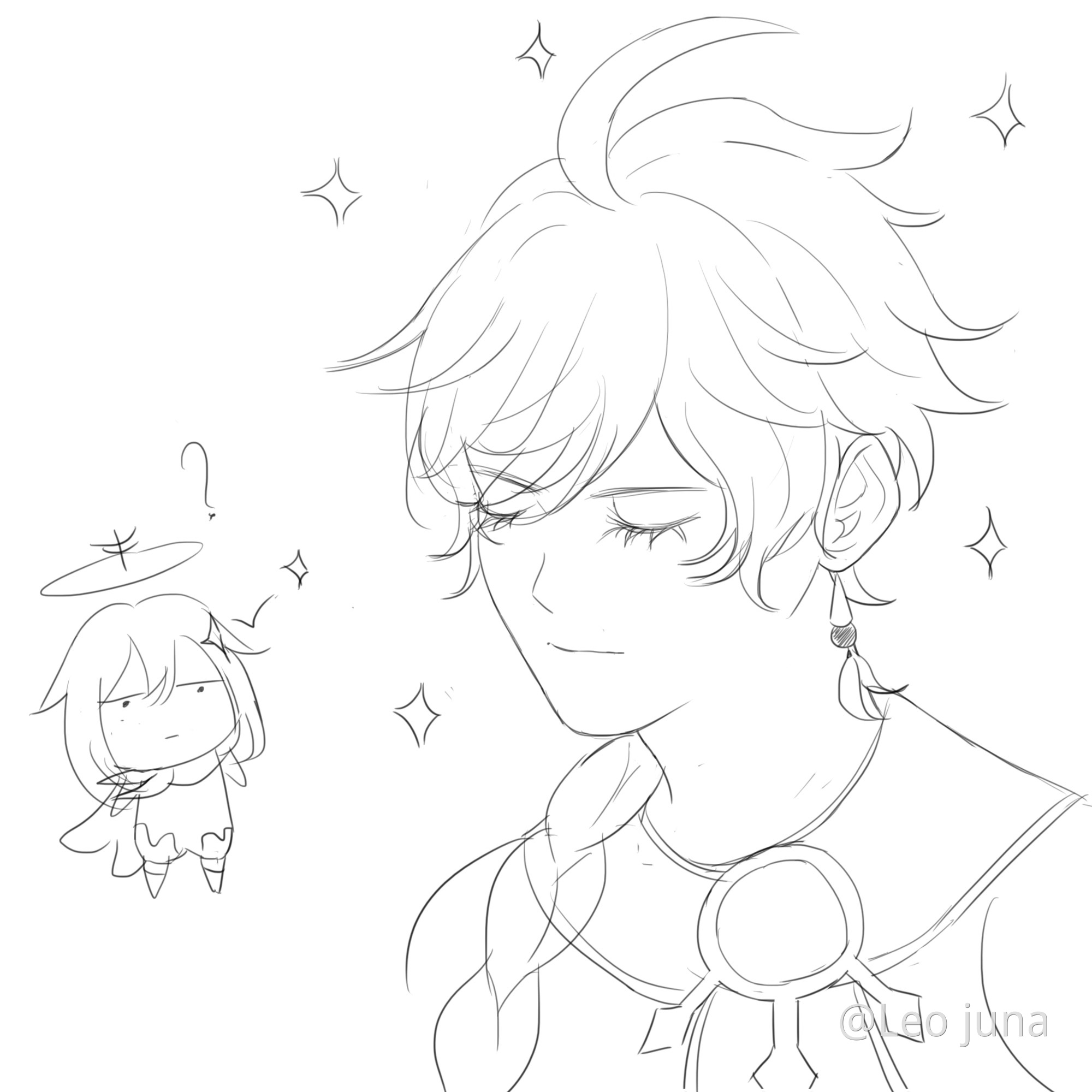 Aether (clean sketch) Genshin Impact | HoYoLAB