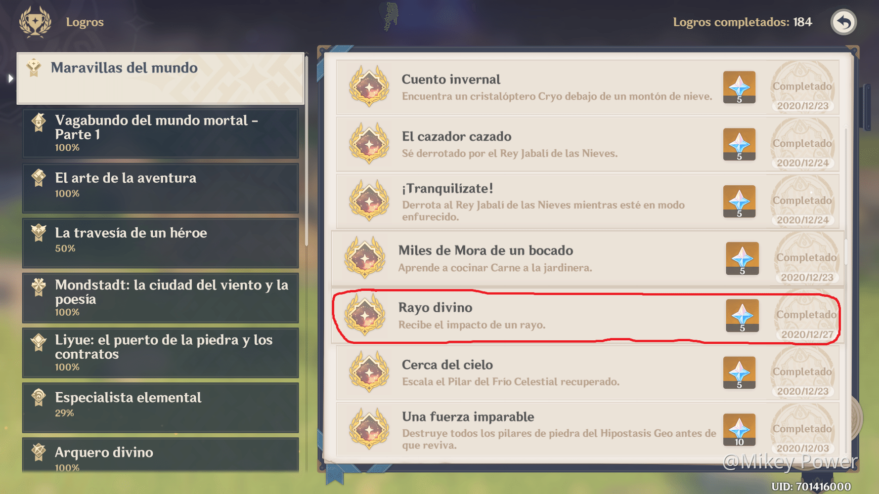 Logro oculto, Rayo divino Genshin Impact | HoYoLAB
