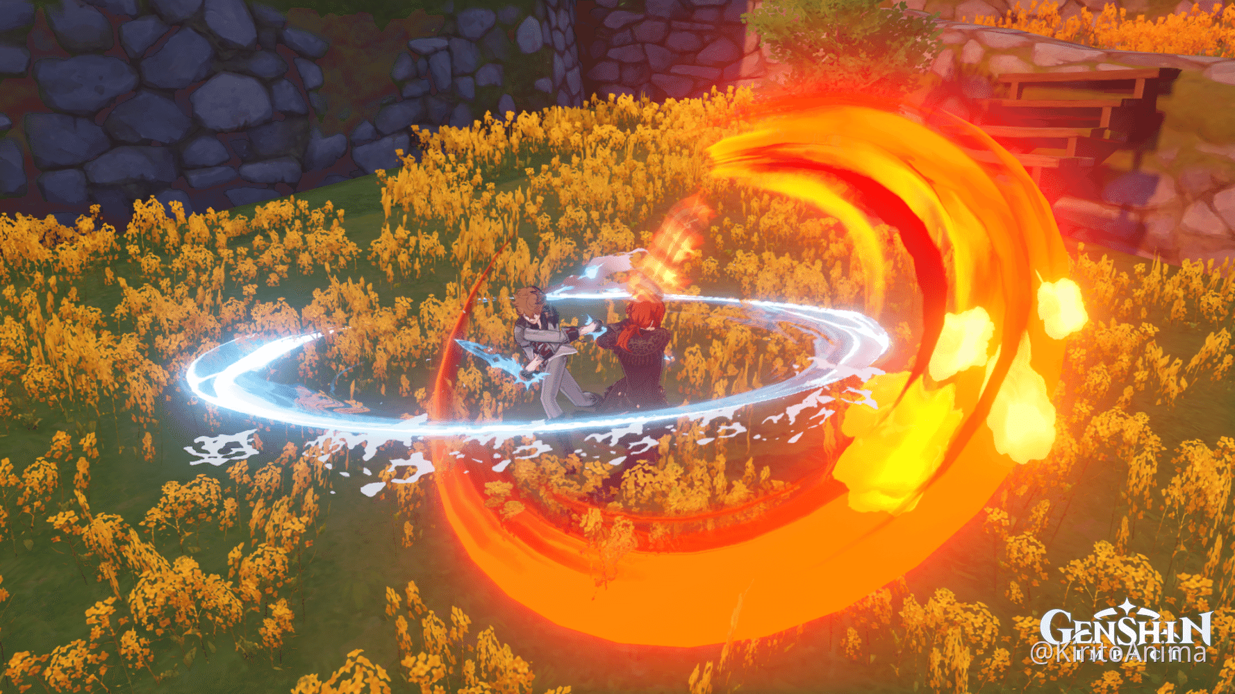 Diluc & Childe Slash with elemental skills & elemental burst Genshin ...