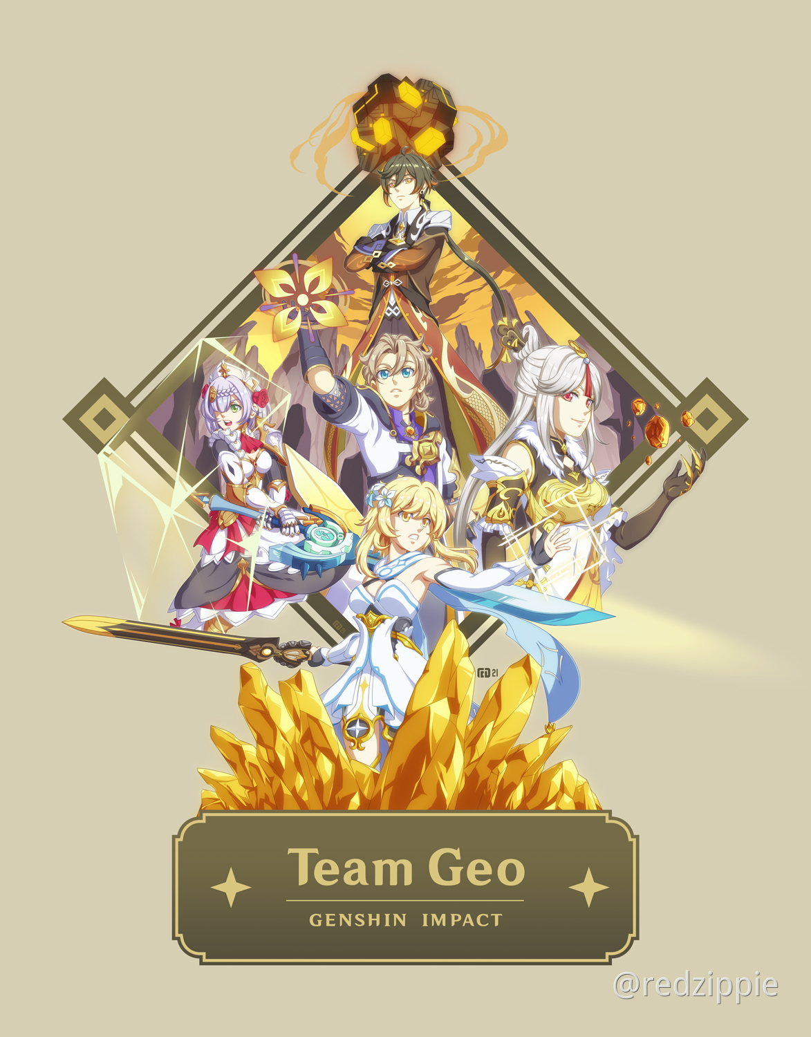 Team Geo (fanart by me) Genshin Impact | HoYoLAB