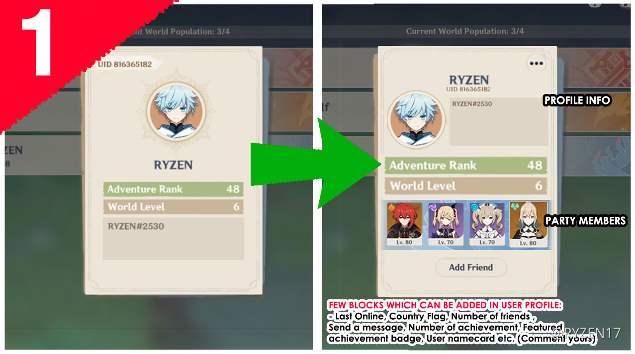 [QoL] A little bit of layout change in the user profile Genshin Impact ...