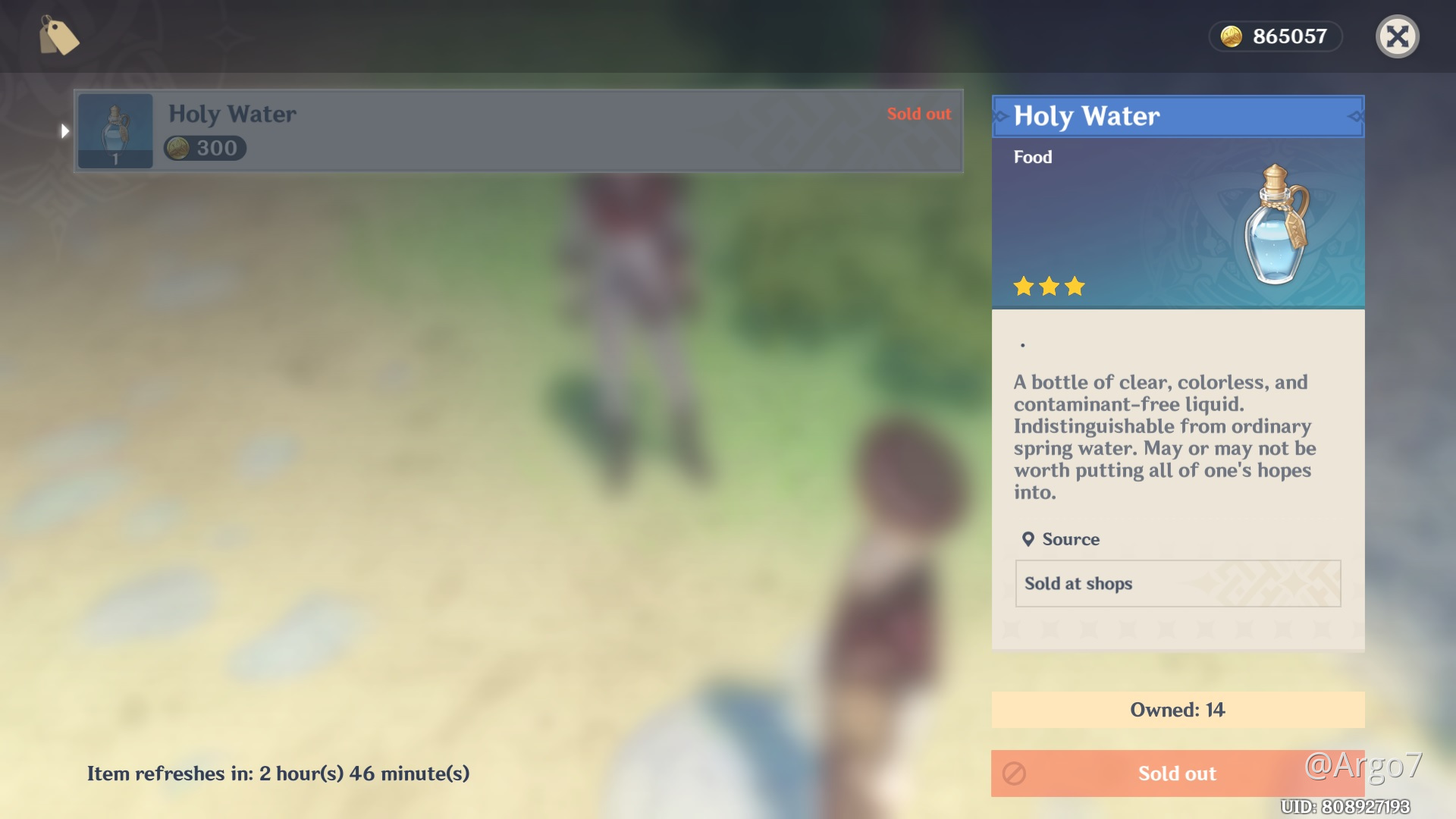 Holy Water/ Tap Water, do this item has significant value or uses in ...