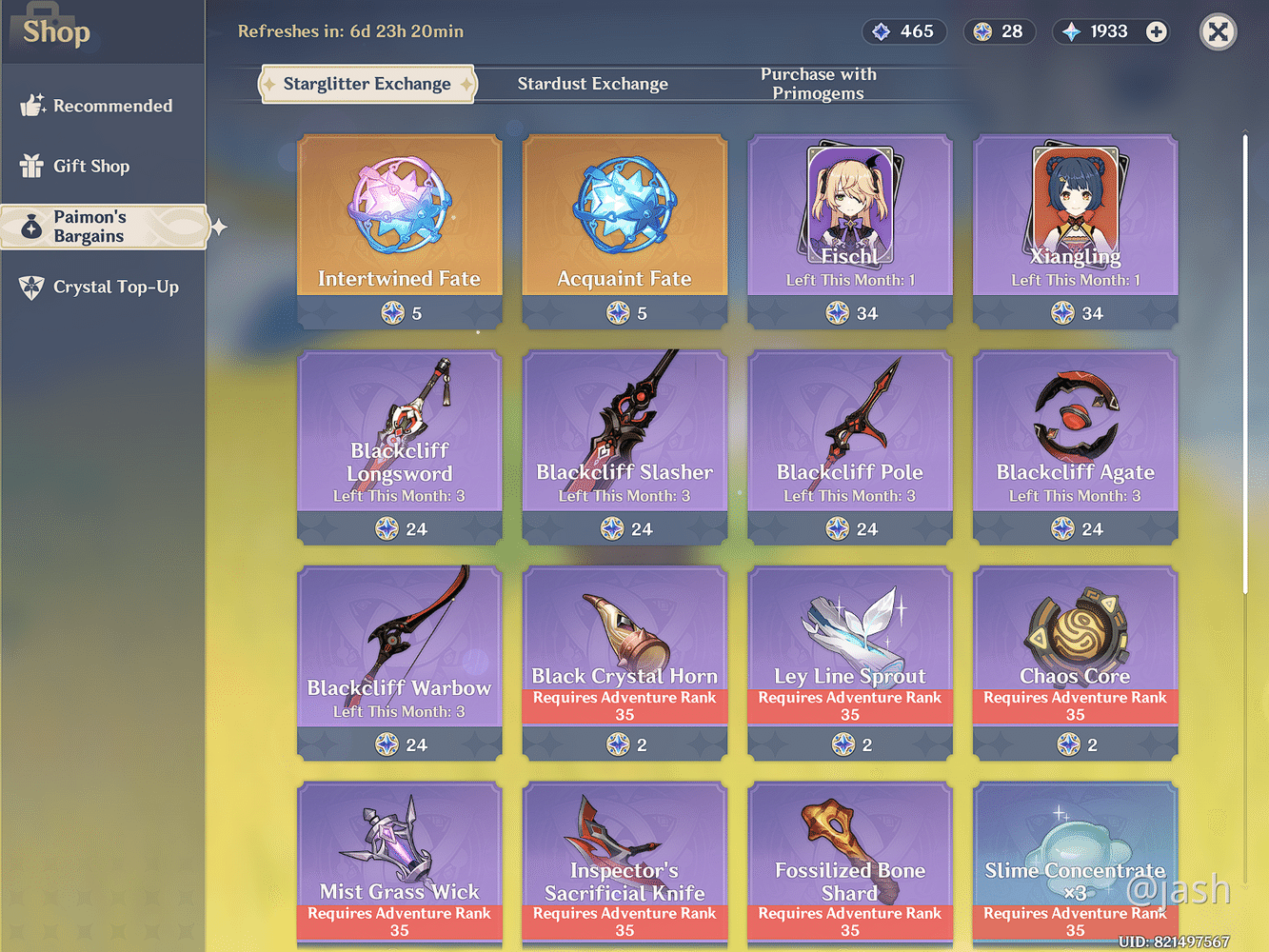 Anyone know the next rotation of Characters in Starglitter Exchange ...