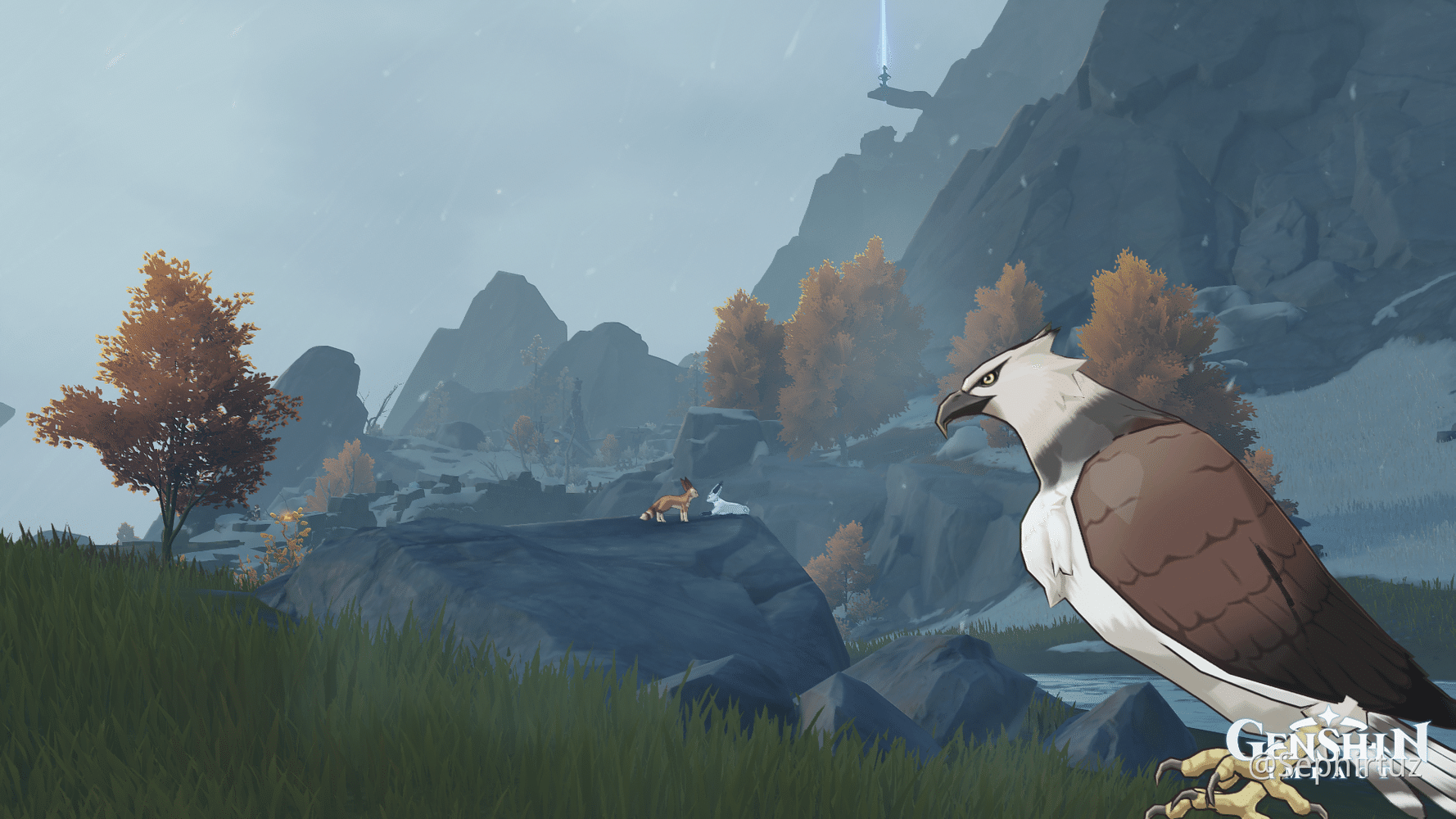 Diluc's Hawk easily forgettable... It's not even showing up in the game ...