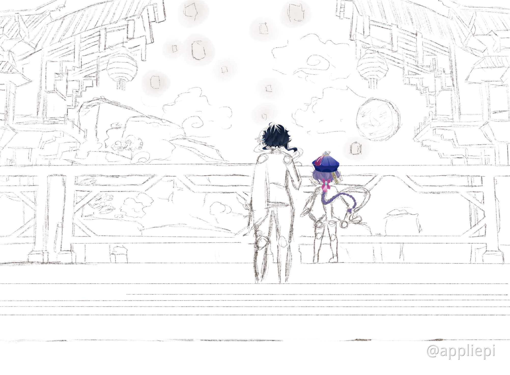 Wip of possible entry for “sea of lights” contest Genshin Impact | HoYoLAB