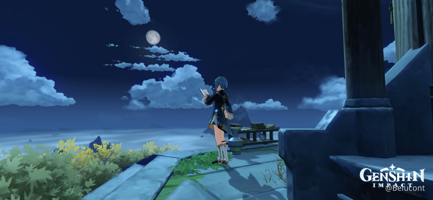 Xingchiu en el santuario privado de Preservadora de Nubes Genshin ...