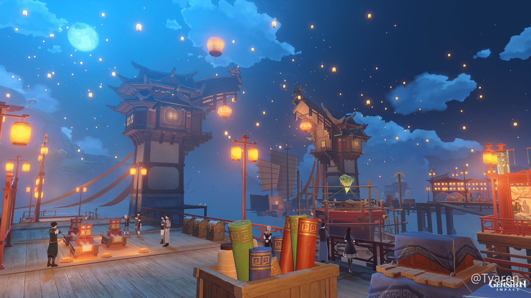 Liyue's beautiful Lantern Festival with Xiao Genshin Impact | HoYoLAB