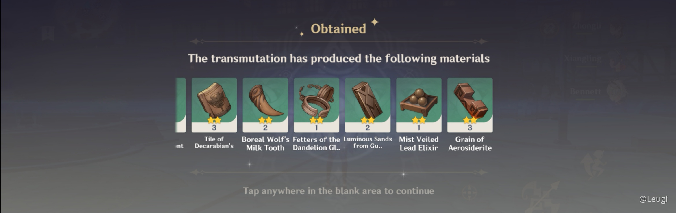 Transmute. Got all material. Can it all be blue or higher pls? Haha ...