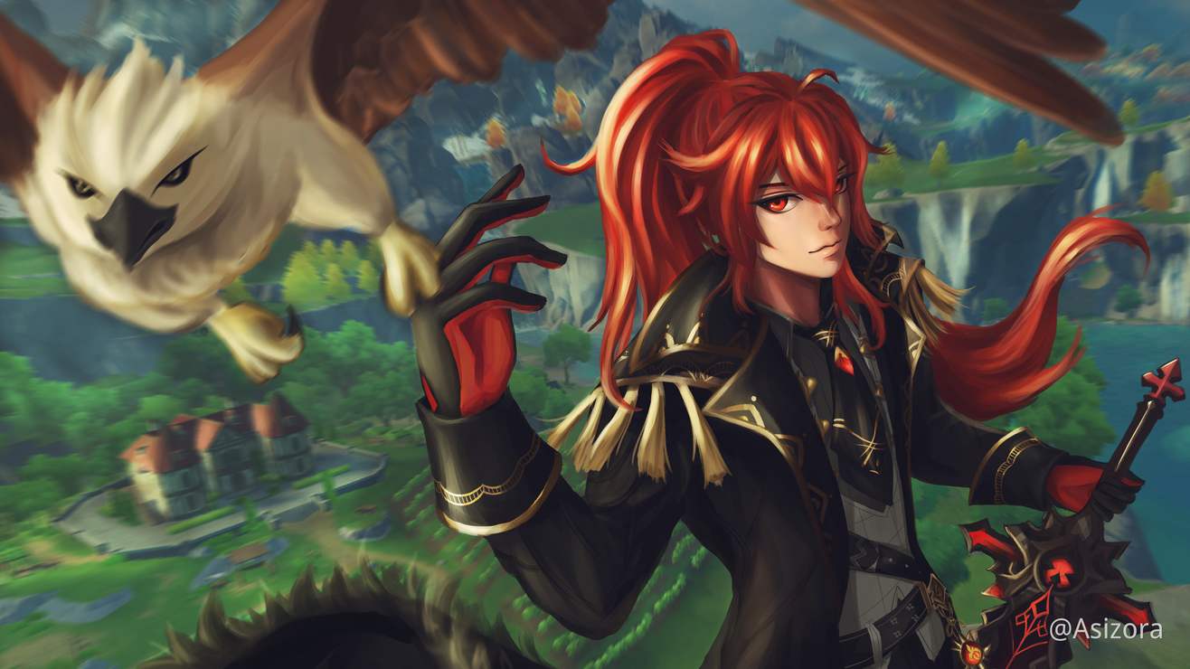 Diluc and his Falcon | Genshin Impact | HoYoLAB