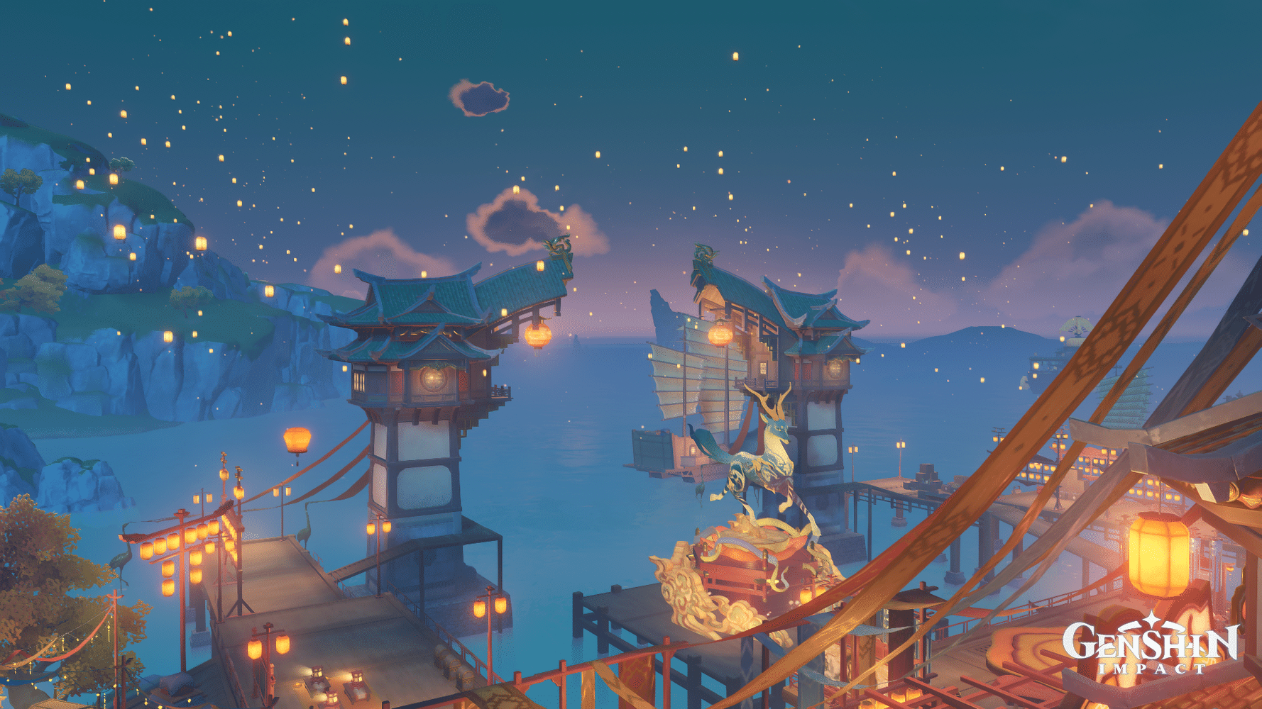 Sunrise in Liyue Harbour during the Lantern Rite~ Genshin Impact | HoYoLAB