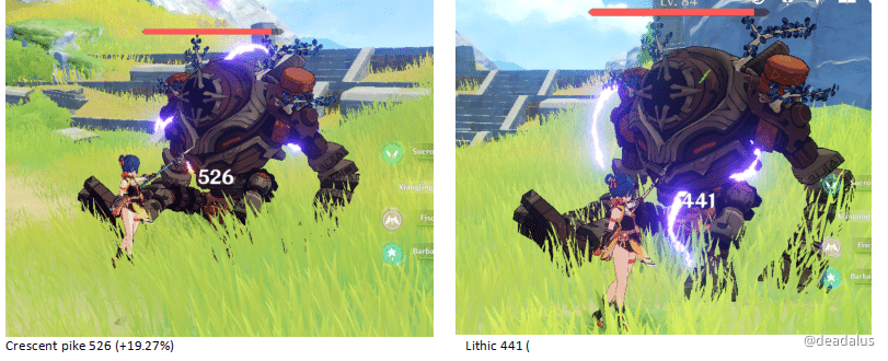 [Guide] Dmg test on Lithic spear v Cresent pike Genshin Impact | HoYoLAB
