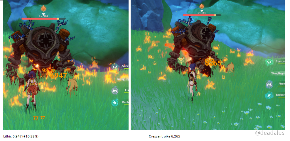 [Guide] Dmg test on Lithic spear v Cresent pike Genshin Impact | HoYoLAB