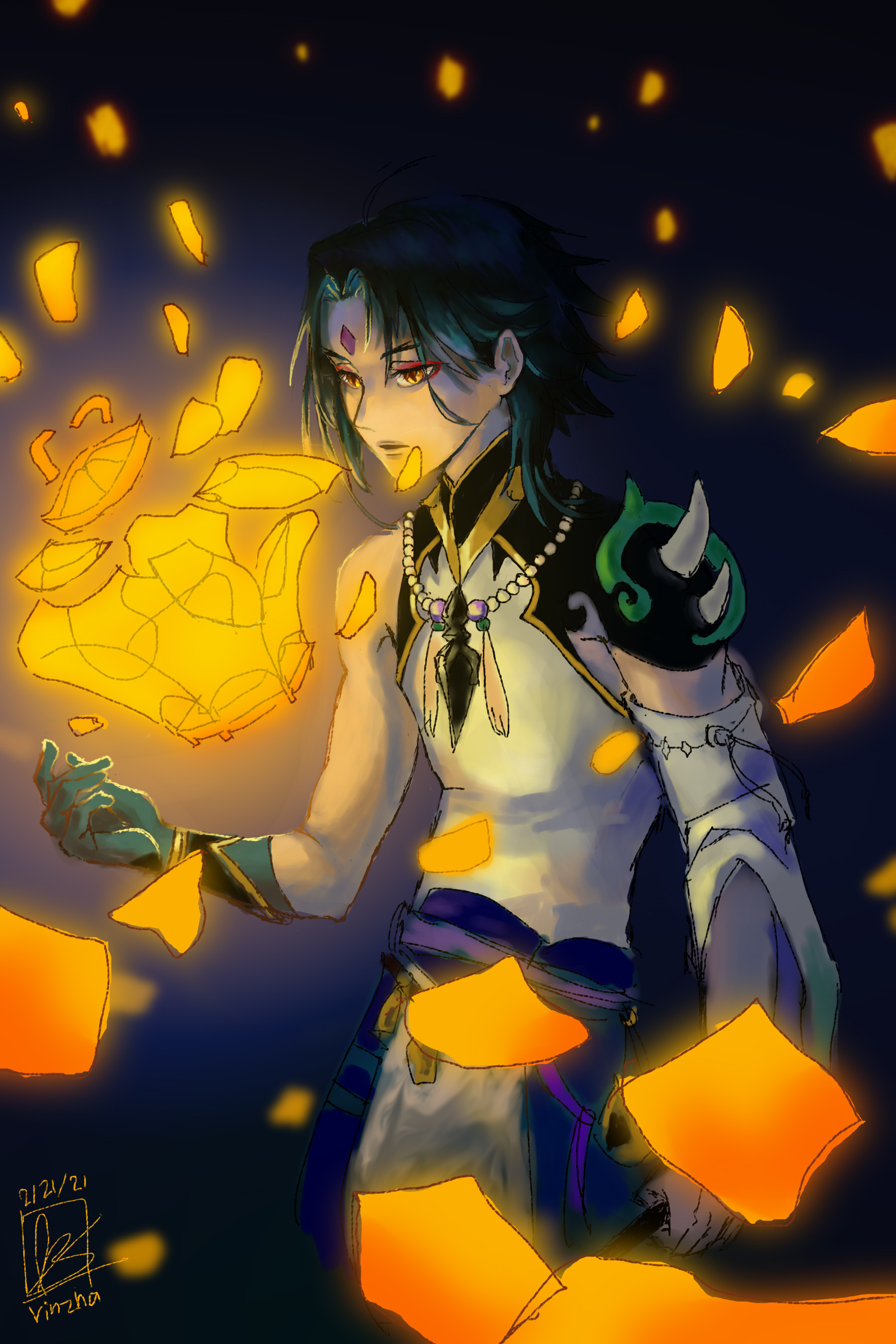 A Sea of Lights - Xiao in Darkness Genshin Impact | HoYoLAB