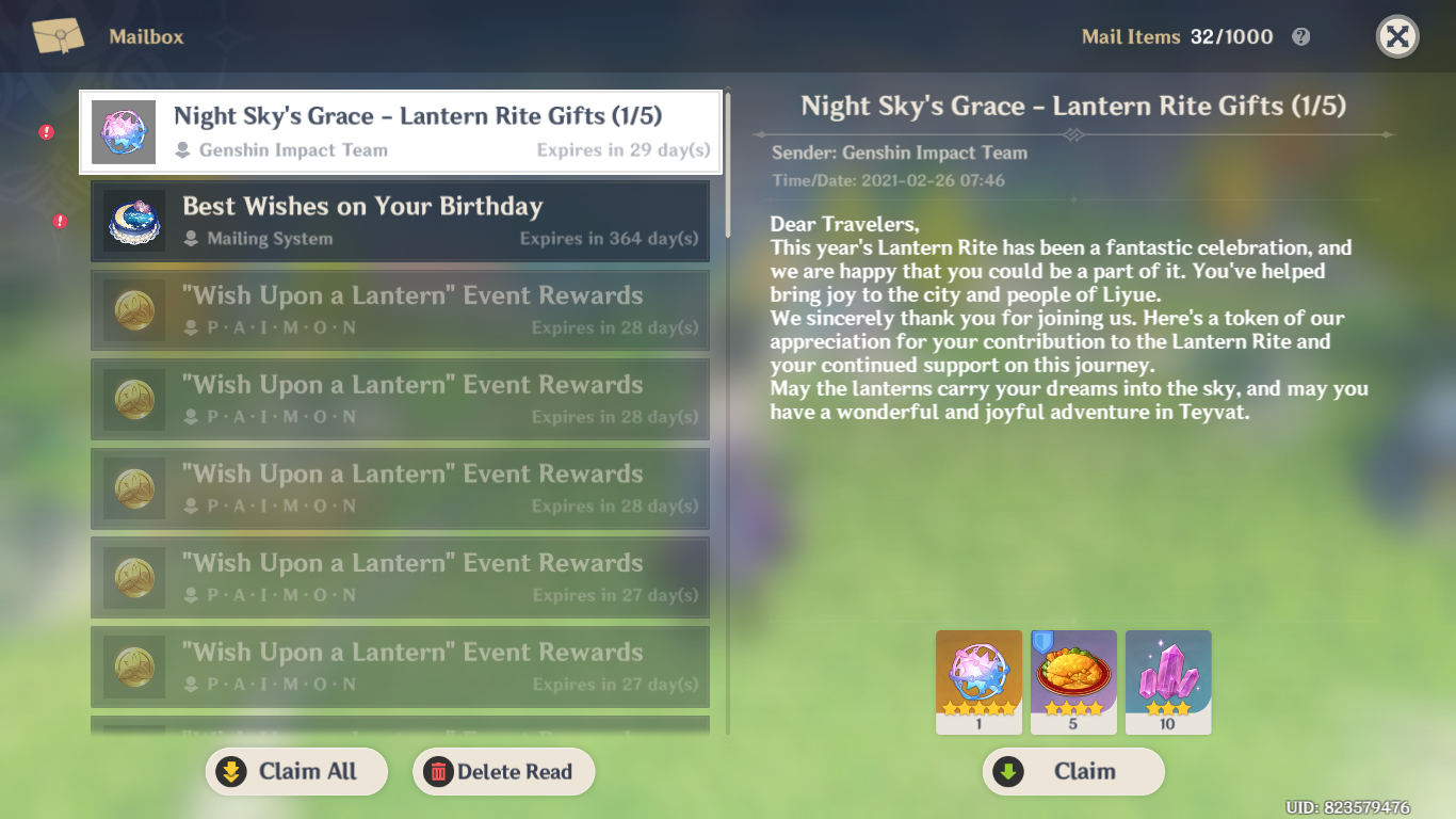 [Done, Question is Answered] Question regarding Night Sky's Grace Event ...