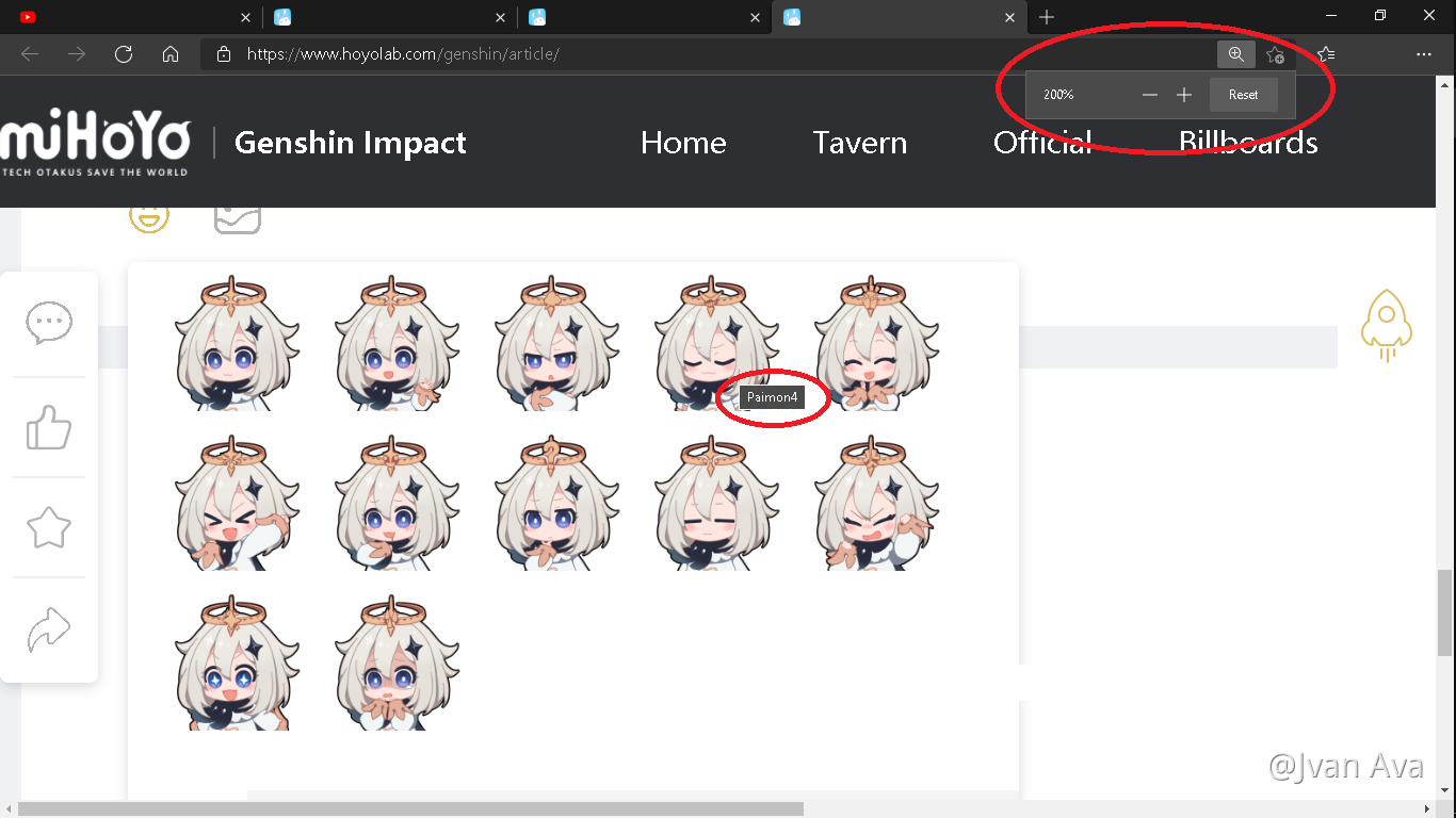 HoYoLab sticker sizes Genshin Impact | HoYoLAB