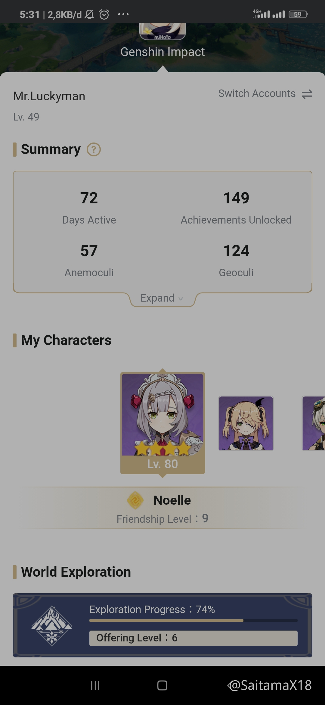 Since 2 months ago I played this game and until I have Hu Tao Noelle ...