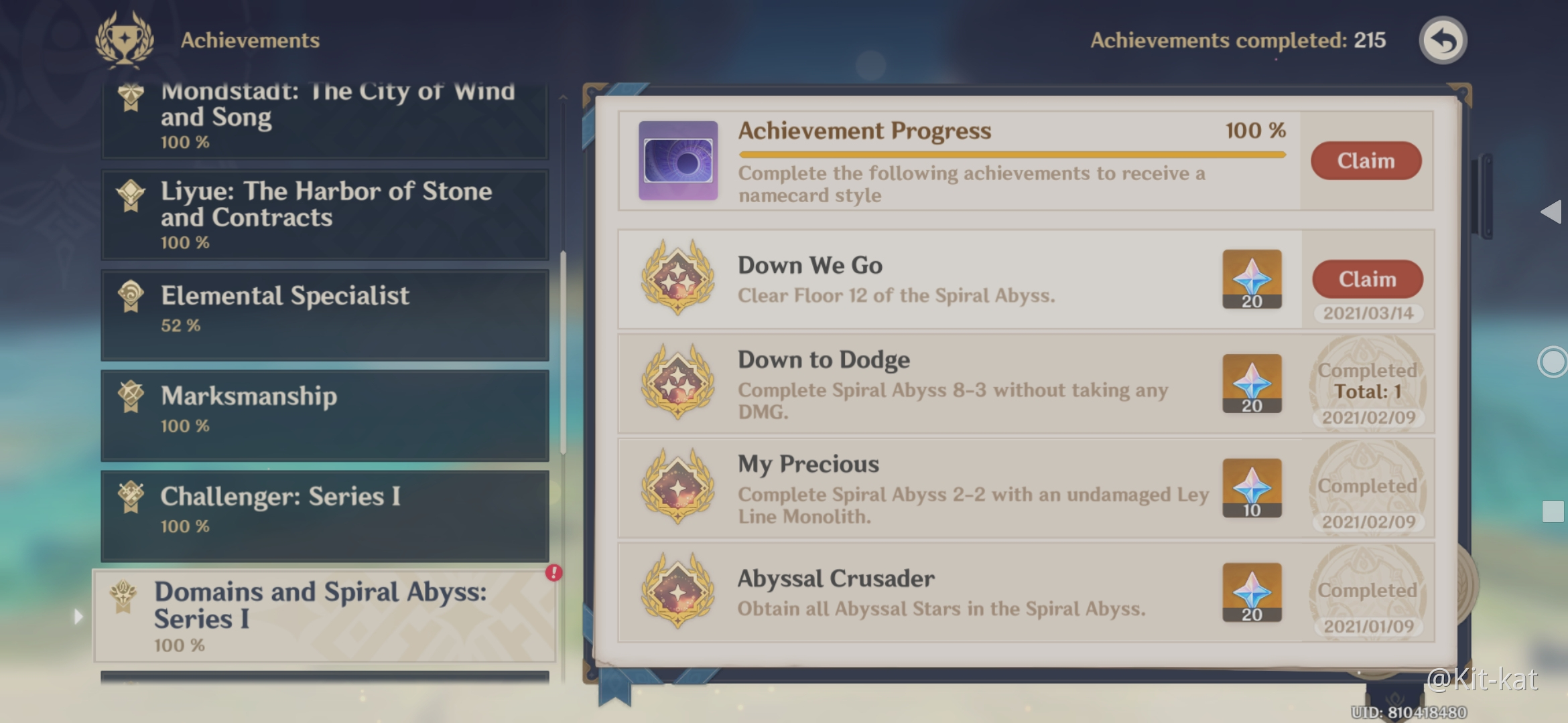 My first time achievement spyral abyss Genshin Impact | HoYoLAB