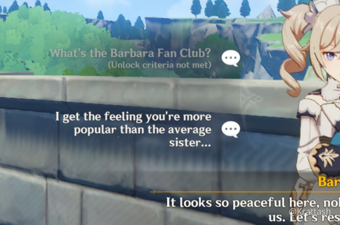 Barbara hangout, FAN CLUB secret dialogue (Spoilers) Genshin Impact ...