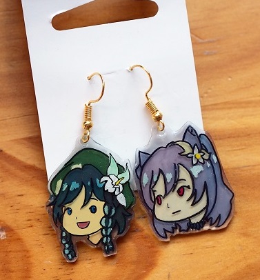 I made genshin earrings and charms, so happy to wear them now. Genshin ...