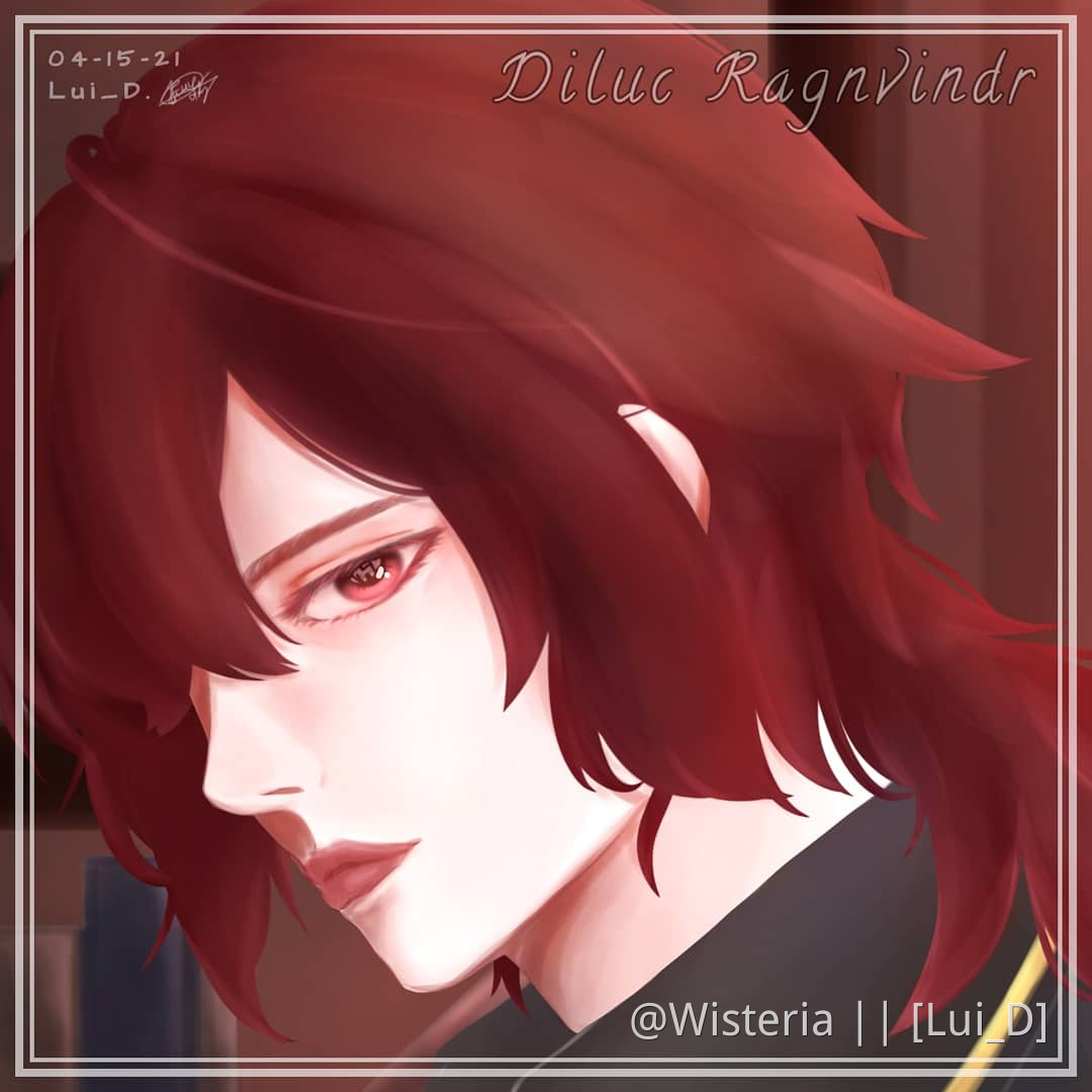 So I tried drawing Diluc in a Semi Realistic Art Style.... Genshin ...