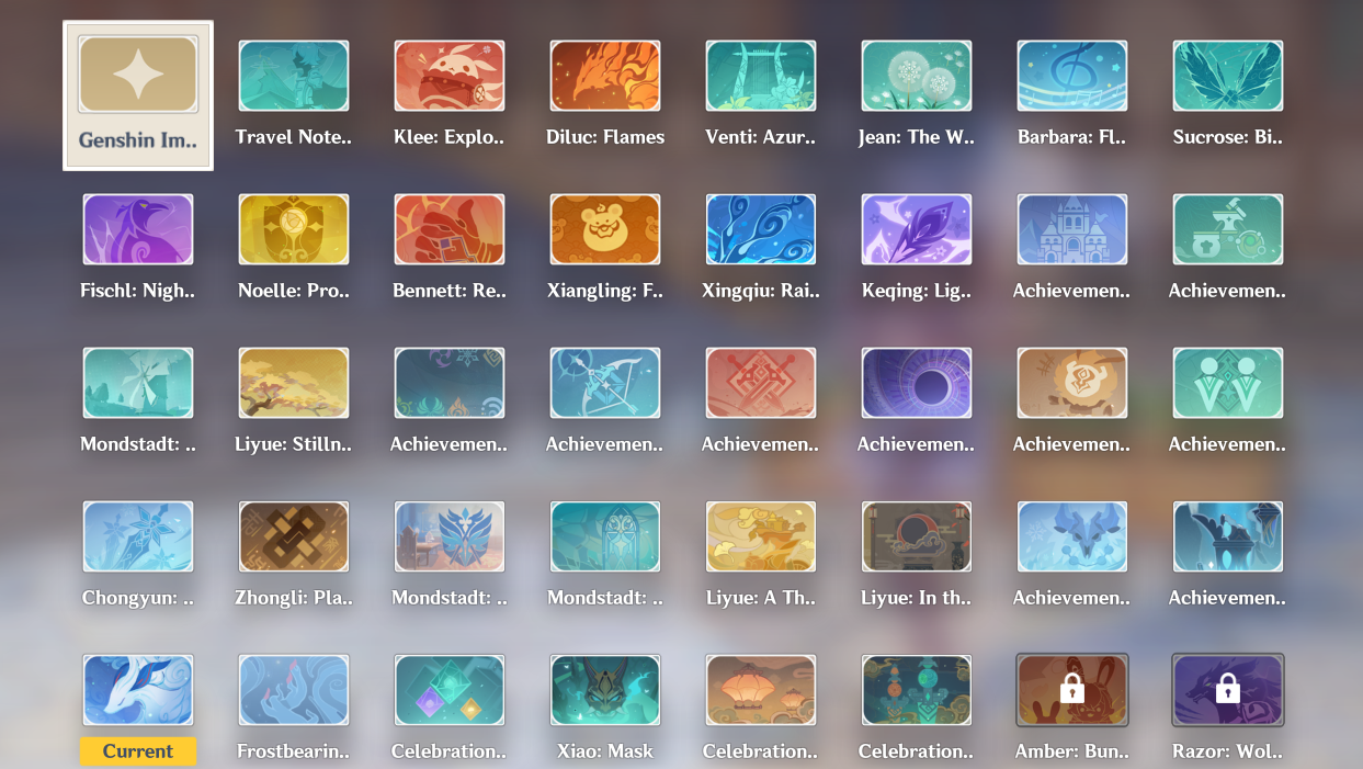 Almost a full page of name cards Genshin Impact | HoYoLAB