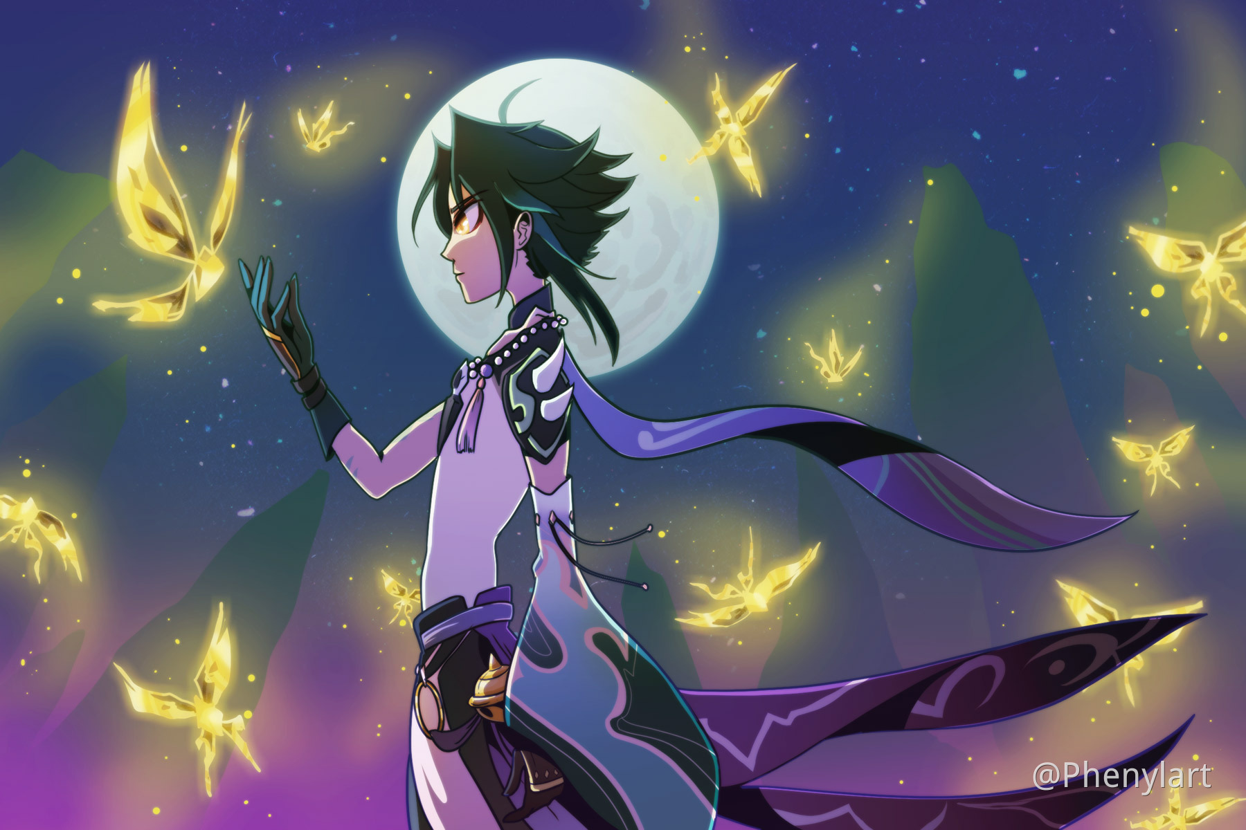 Moon & crystalflies [HBD Xiao] Genshin Impact | HoYoLAB