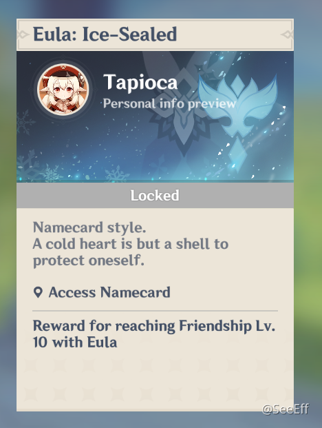 I didn't notice this before but the Eula Namecard is in the game ...