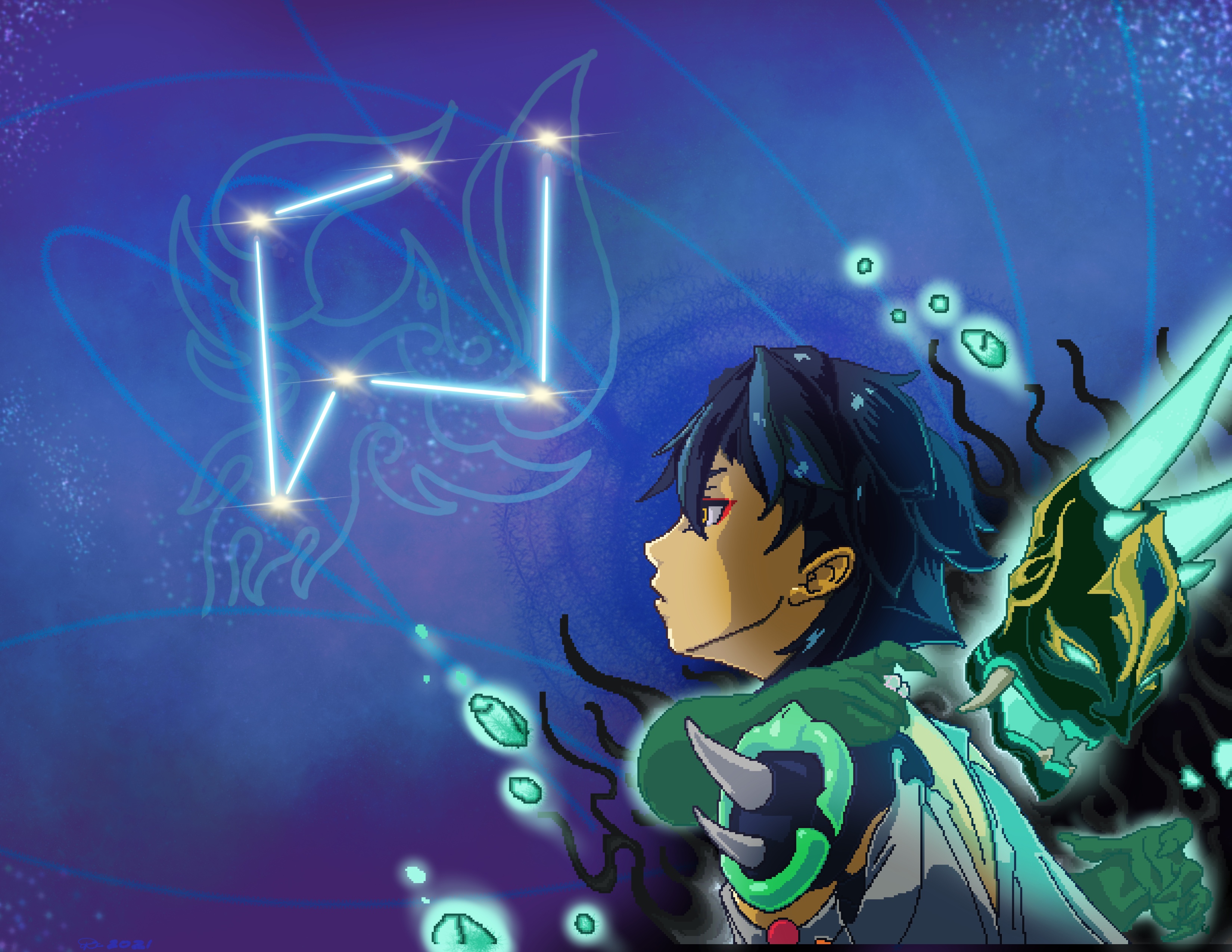 Xiao pixels Genshin Impact | HoYoLAB