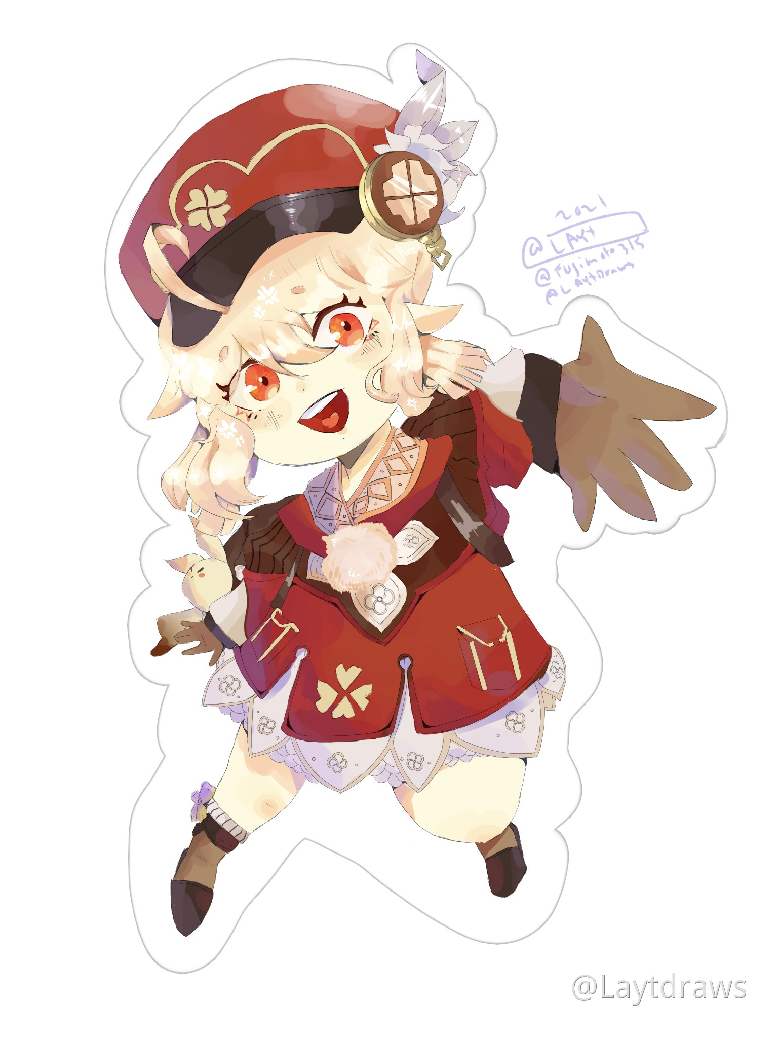 Klee sticker - a 1 big size Sticker w/ 6 small ones! Genshin Impact ...