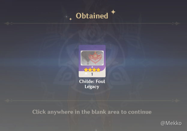 Reaching Friendship 10 with Childe (Namecard; Childe - Foul Legacy ...