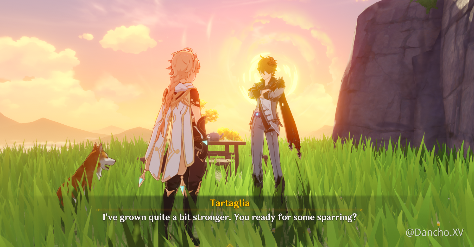 This looks like a scene straight out of a shounen battle anime Genshin ...