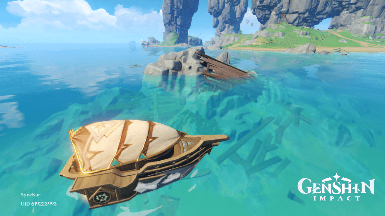 The two halves of an unfortunate Inazuma trader ship. Genshin Impact ...