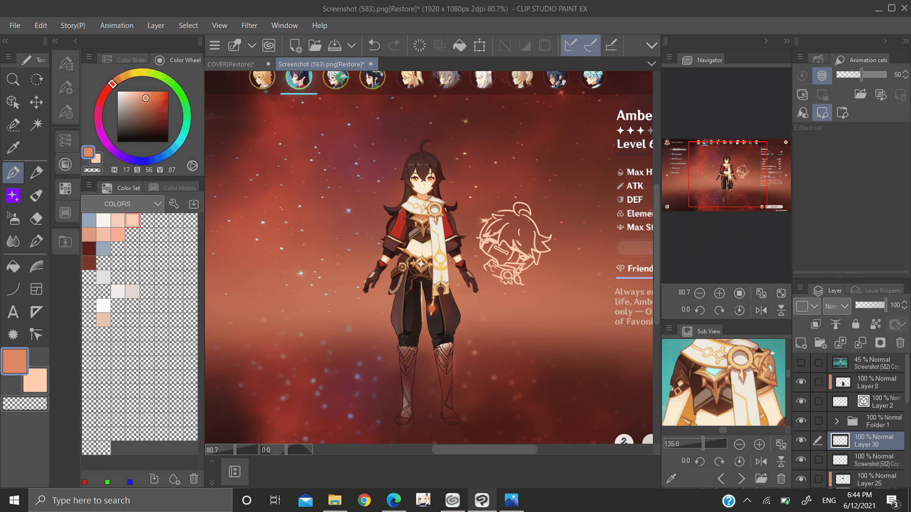 Work in Progress, Amber with Aether's outfit | Genshin Impact | HoYoLAB