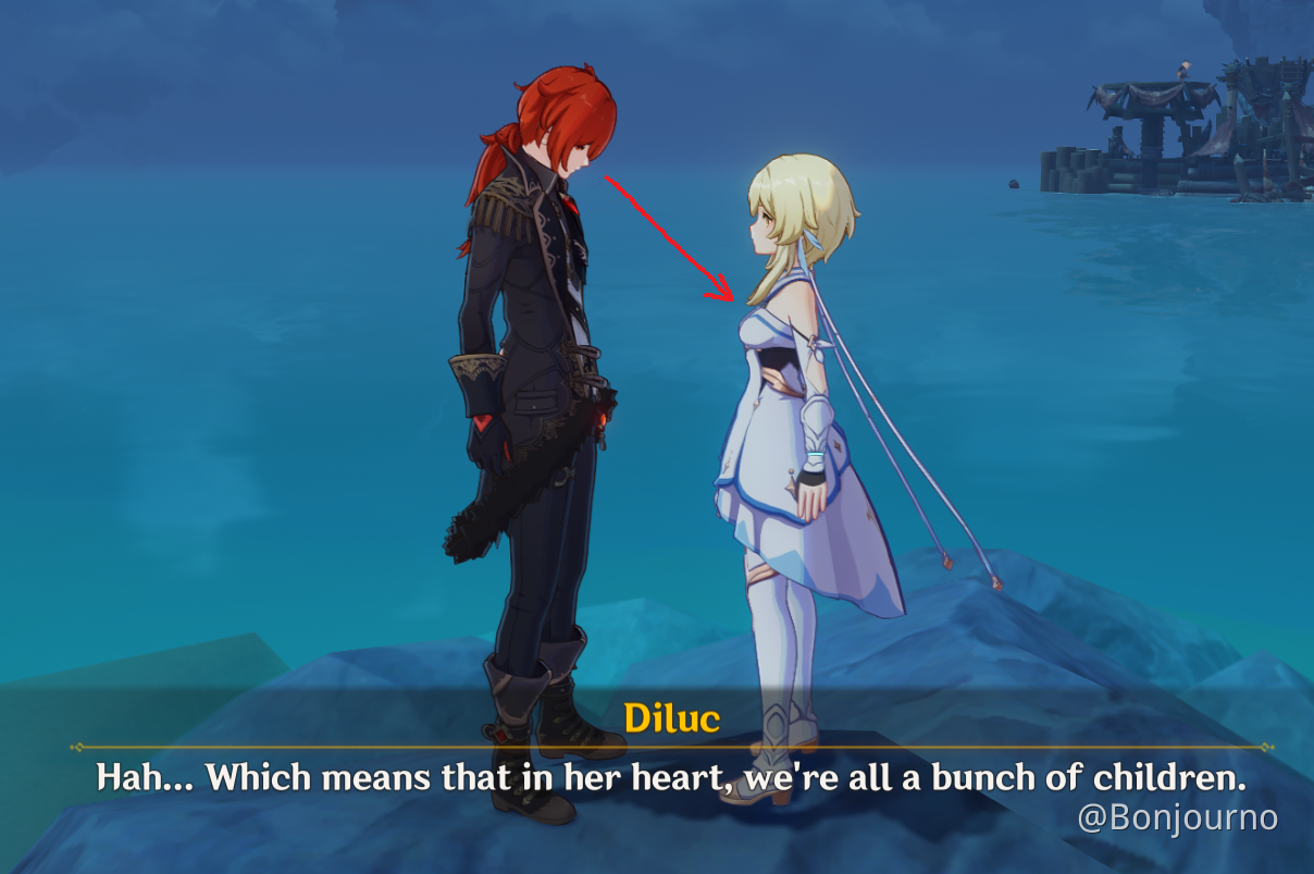 Let's compare gazes of the archipelago companions (Diluc and Albedo are ...