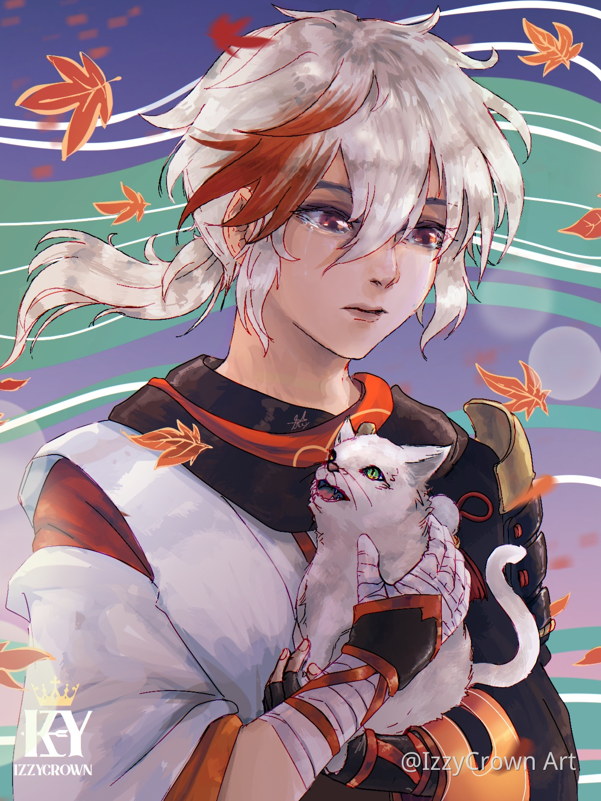 Kazuha with his friend’s cat Genshin Impact | HoYoLAB