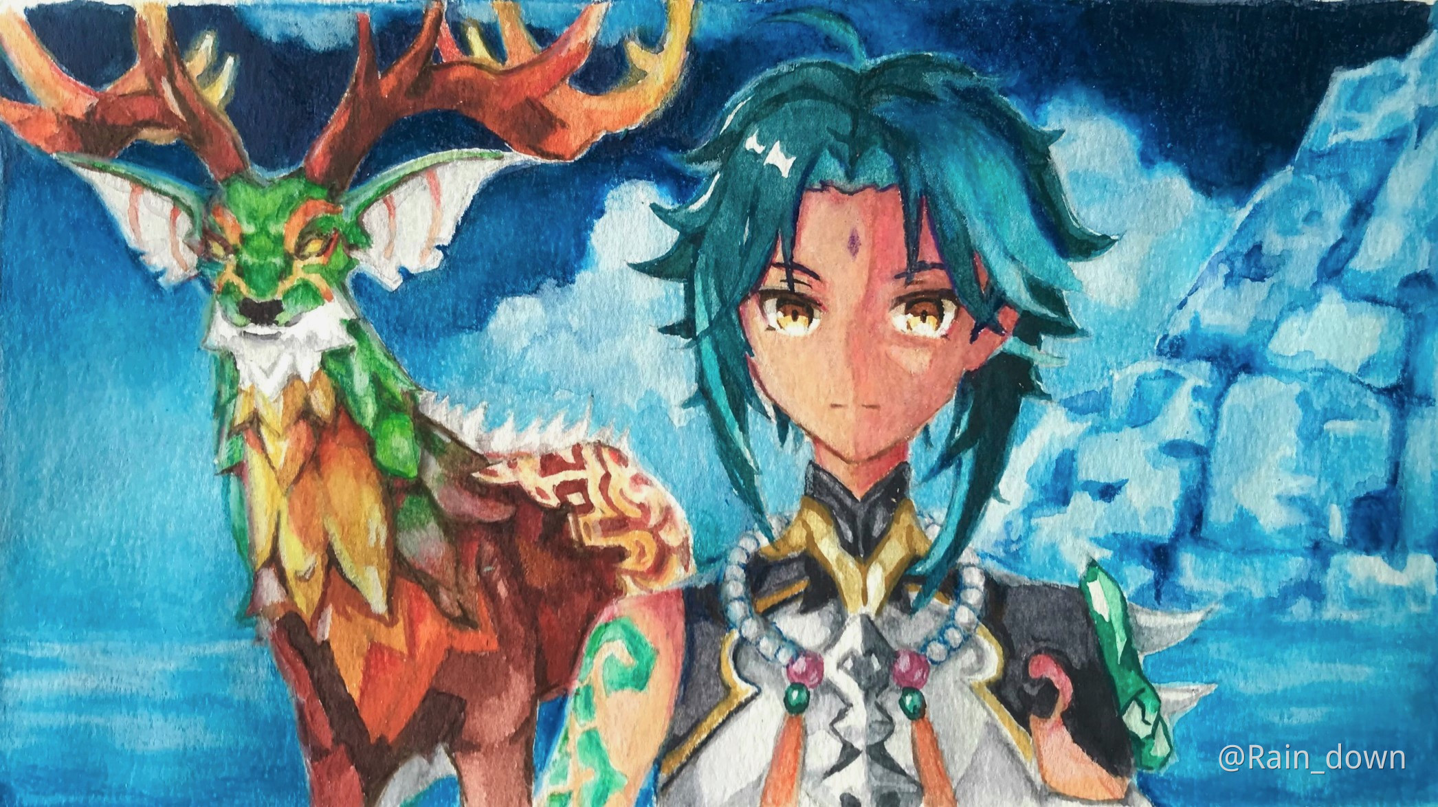 Xiao watercolor Genshin Impact | HoYoLAB
