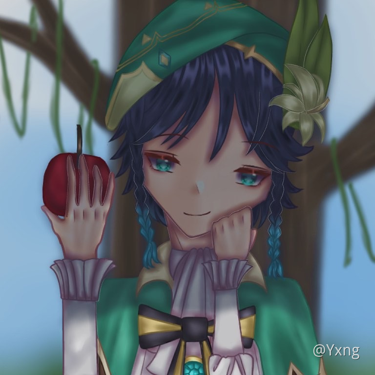 Venti holding an apple Genshin Impact | HoYoLAB