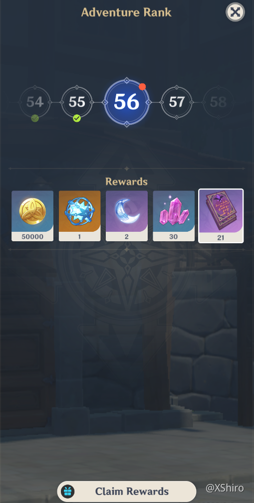 My Adventure Rank finally leveled up (AR 56 gang) Genshin Impact | HoYoLAB