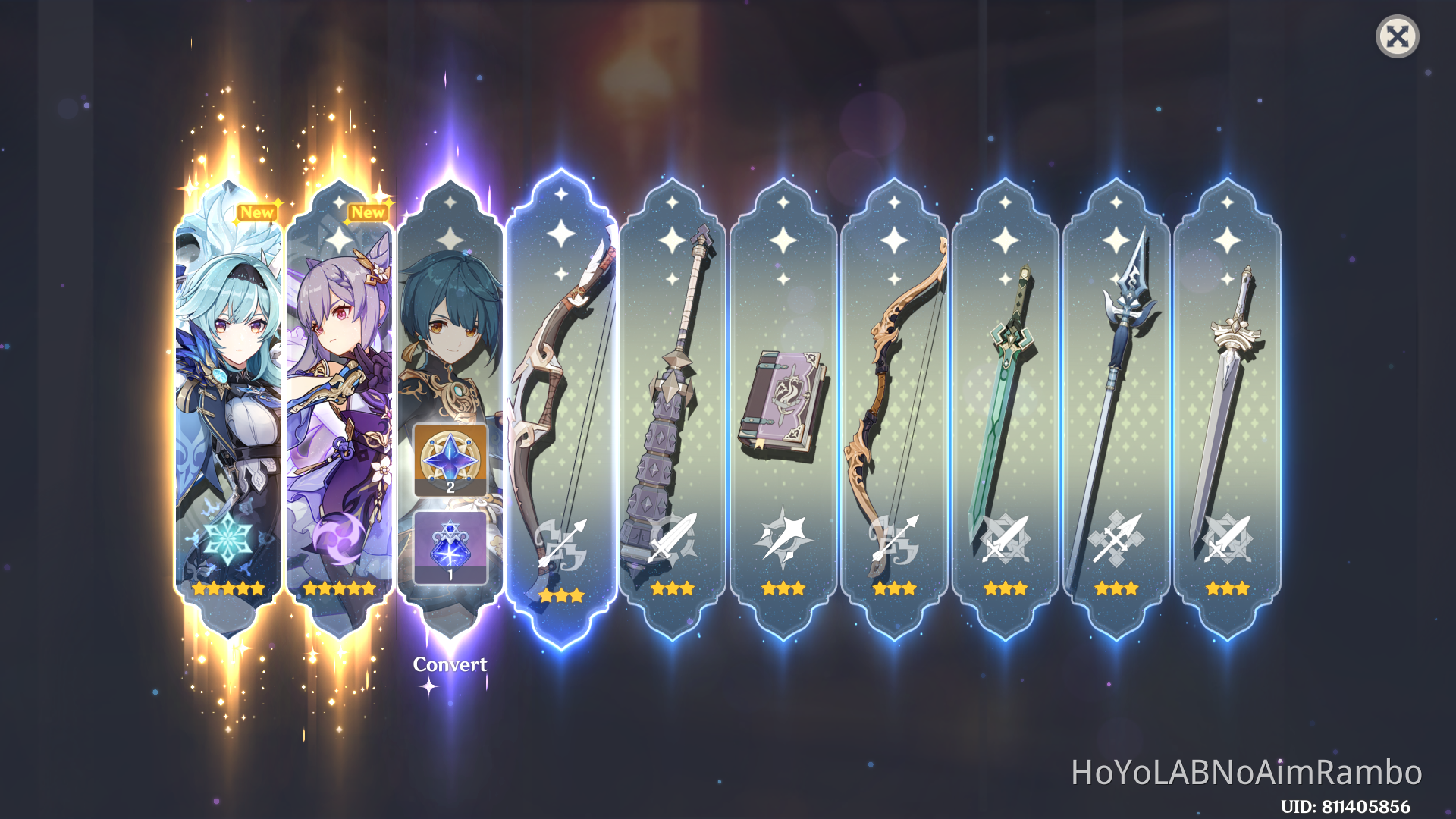 my first 10x pull for Eula and now with Kazuha .. I skipped Klee btw ...