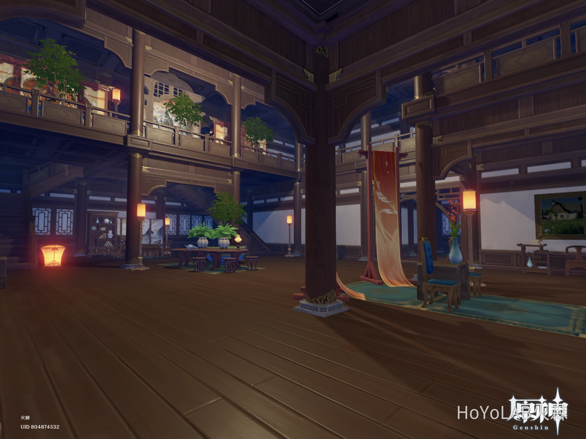 アートギャラリー的/The art gallery in the Liyue style architecture. Genshin ...