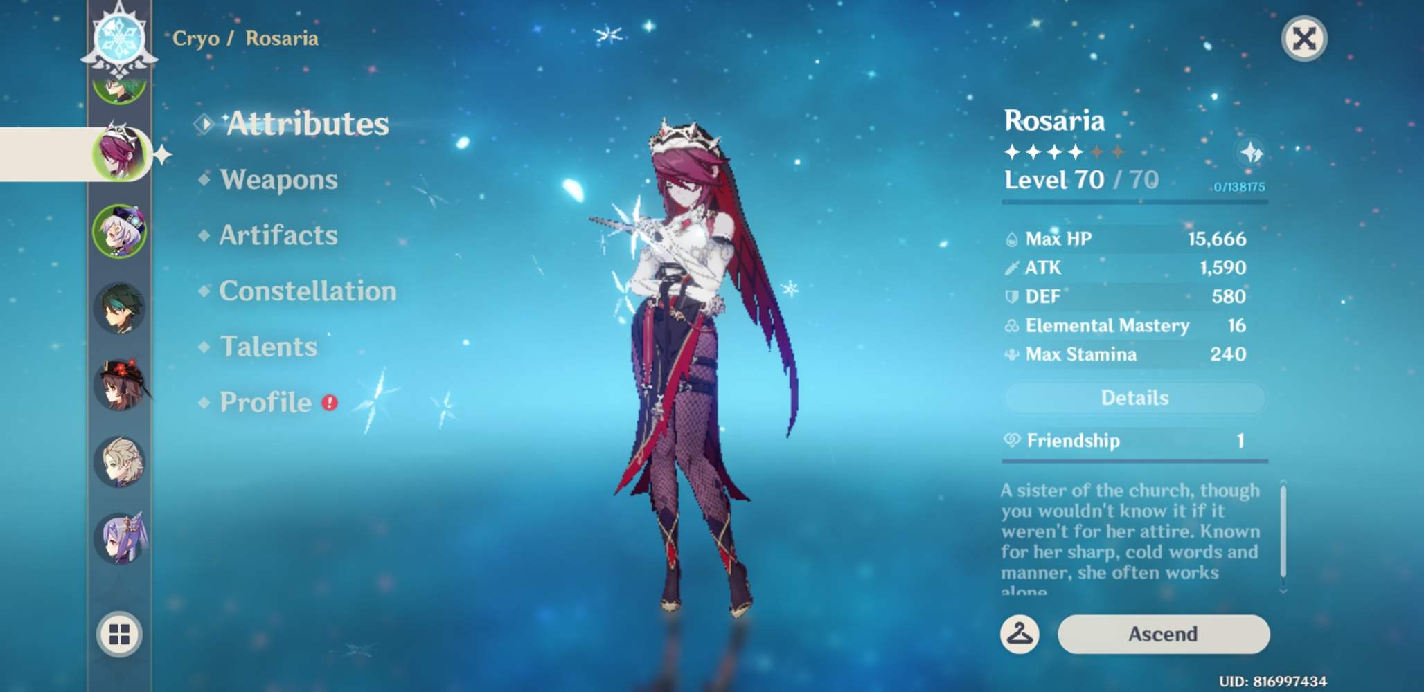 I got Rosaria and I build the most versatile build ever™ for her ...