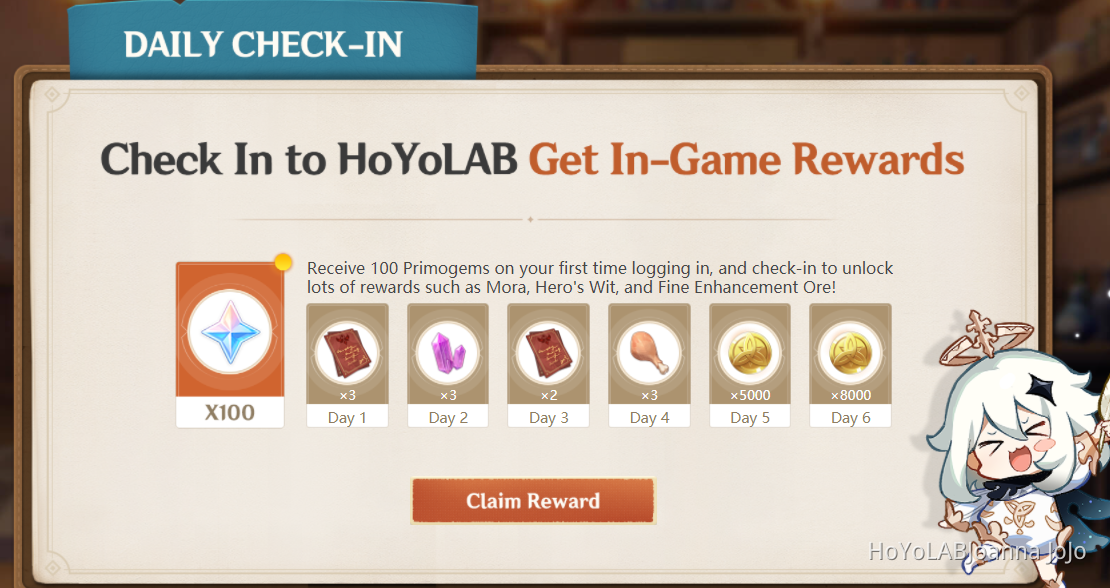 Daily Check-In Genshin Impact | HoYoLAB