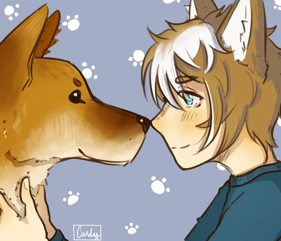 anime dog boy drawing