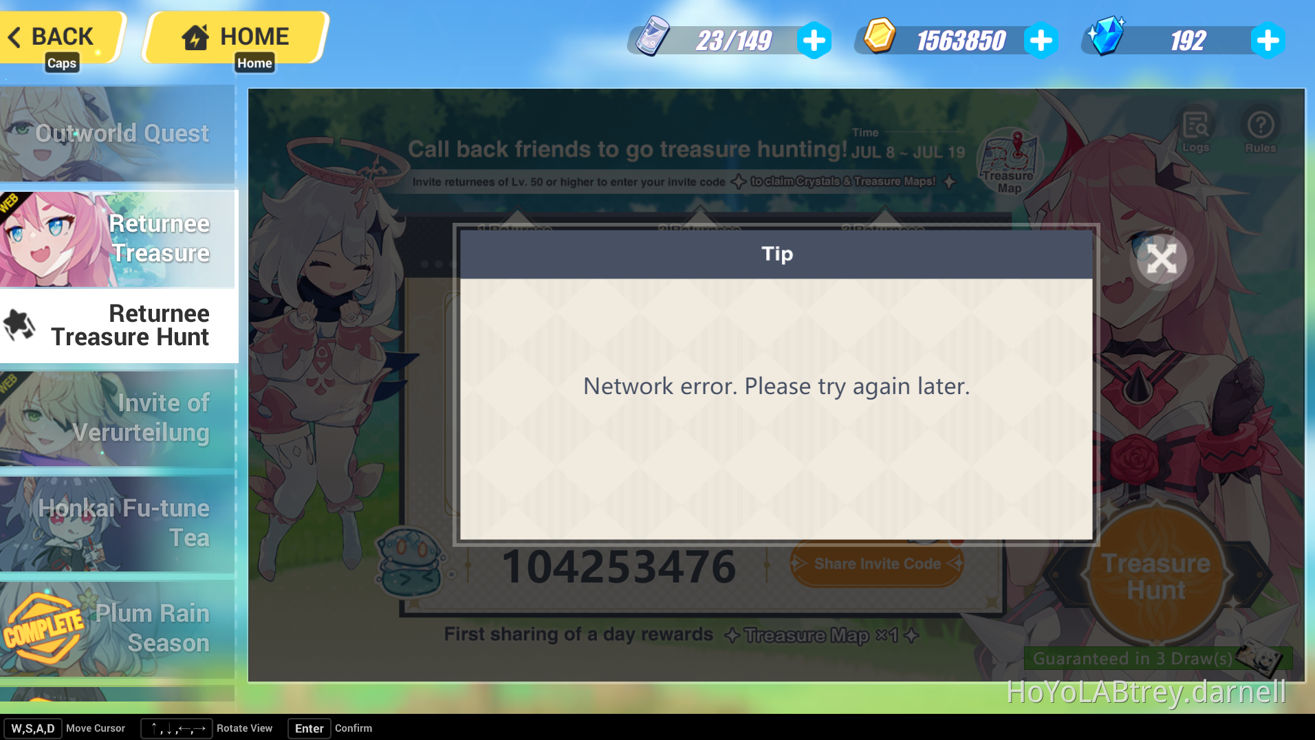 Returnee Treasure Hunt Sharing Issue Honkai Impact 3rd | HoYoLAB